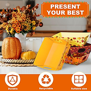Dispowreath 72 Pcs Thanksgiving Gifts Basket Empty to Fill Kit 24 Fall Pumpkin Maple Leaves Gift Basket Empty 24 Clear Basket Bags 24 Pull Bows for Autumn Harvest Gift Box Party Favors