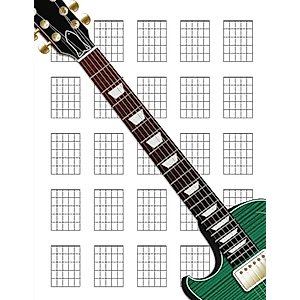 Left Handed Guitar Chord Diagrams Notebook: 100+ Blank Guitar Chord Writing Paper with Chord Fingering Chart Cheat Sheets and Circle of Fifths