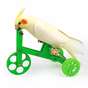 Bird Intelligence Training Toy, Parrot Puzzle Bicycle Toy for Small Medium Bird，Parrot Educational Table Top Trick Prop Toy, Bird Foot Talon Toy for Lovebird Conures Parakeet Random Color