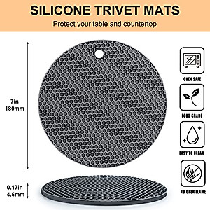 Silicone Trivets for Hot Pots and Pans, Trivets for Hot Dishes, Durable Silicone Trivet Mat Hot Plates to Protect Table,Hot Pads for Kitchen, Pot Holders for Kitchen Heat Resistant Mats for Countertop