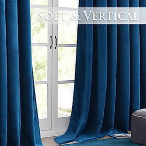 StangH Velvet Curtain 108 inches Long - Thick Soft Blackout Velvet Fabric Large Window Panel Drapes High Ceiling Wall Backdrop Panel for Living Room, Royal Blue, 100 by 108 inches Long, 1 Piece