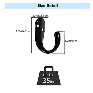 Kruodop 4 Pack Wall Hooks Wall Mounted Coat Hooks for Hanging Heavy Duty, Black Towel Hooks, Metal Single Coat Hanger with Screws Cup Retro for Coats, Handbags, Towels