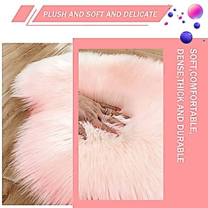 4 Pieces Heart Shaped Fluffy Faux Area Rug,Small Soft Sheepskin Long Plush Room Carpet,Shaggy Floor Mats for Home Living Room Bedroom Floor Decorative (12 x 16 Inch),Pink