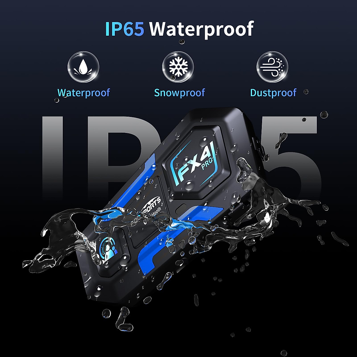 Fodsports Motorcycle Bluetooth intercom FX4 Pro 1200m Helmet Intercom,4 Riders Motorcycle Bluetooth Headset,Universal Bluetooth Helmet Headset,Helmet Communication System FM/Hard &Soft Mic/2Pack