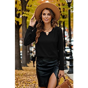 WEESO Tunic Sweatshirts for Women Loose Fit Trendy Casual Tops Black Sweaters XL