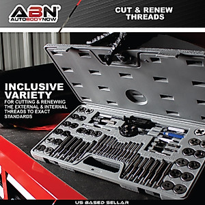 ABN Metric and SAE Standard Tap and Die 60-Piece Rethread Set Rethreading Kit for Cutting External and Internal Threads