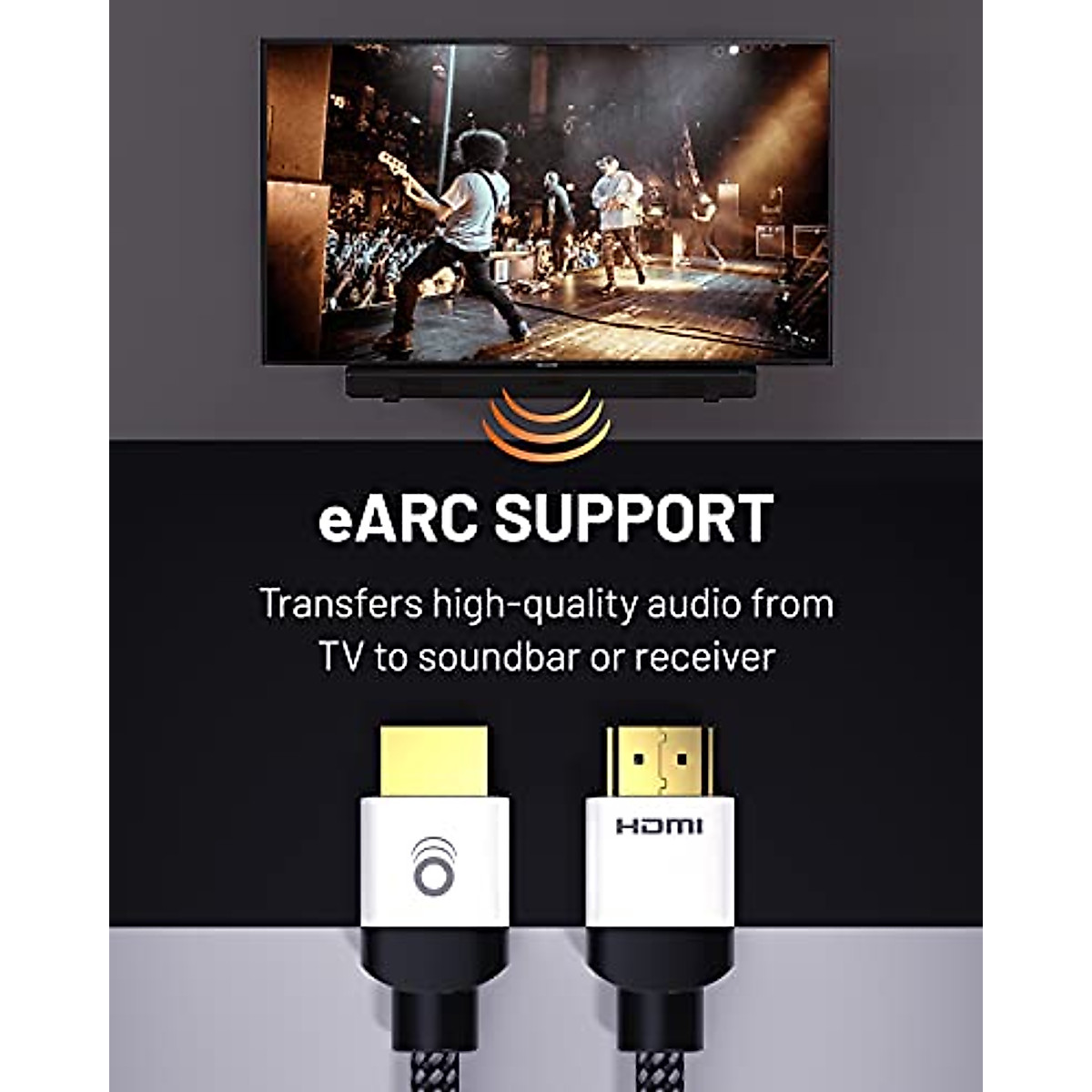 ECHOGEAR HDMI Cables - 8 Foot Certified Ultra High Speed Cable with Flexible Braided Jacket - Get 4k @ 120Hz On PS5 & Xbox Series X - Supports 8k, HDR, eArc, Dolby Vision, & More