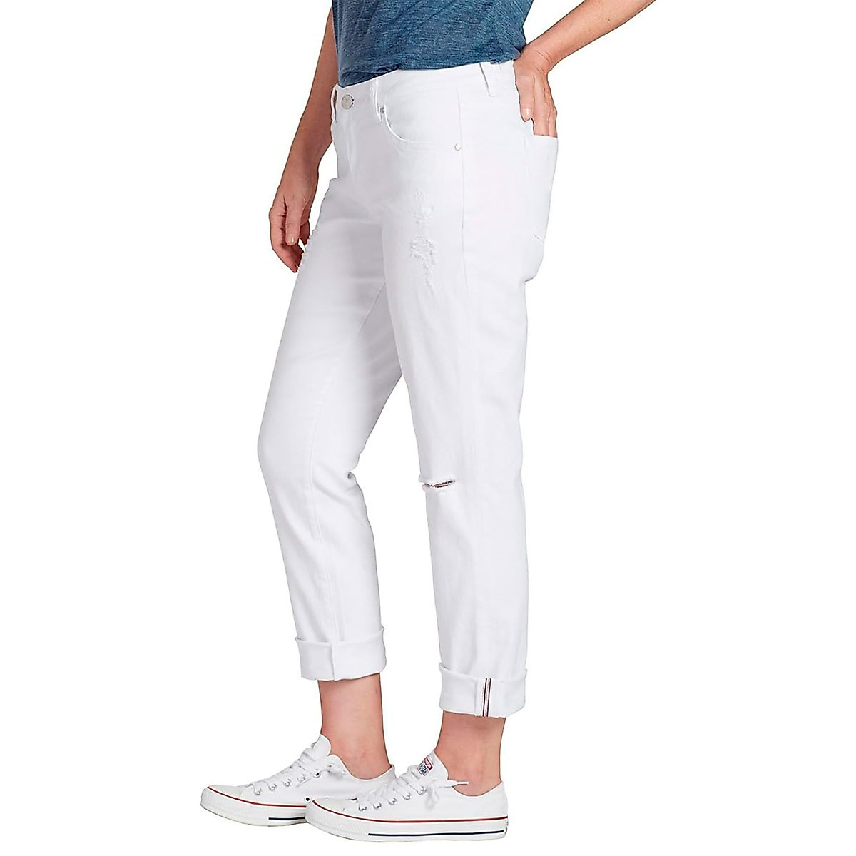 JAG Jeans Women's Patched Alex Boyfriend in White Denim, 12xREG