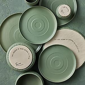 Stone by Mercer Project SHOSAI 16-Piece Stoneware Dinnerware Set, Plates and Bowls Set, Modern Dishware set fo 4, Sage