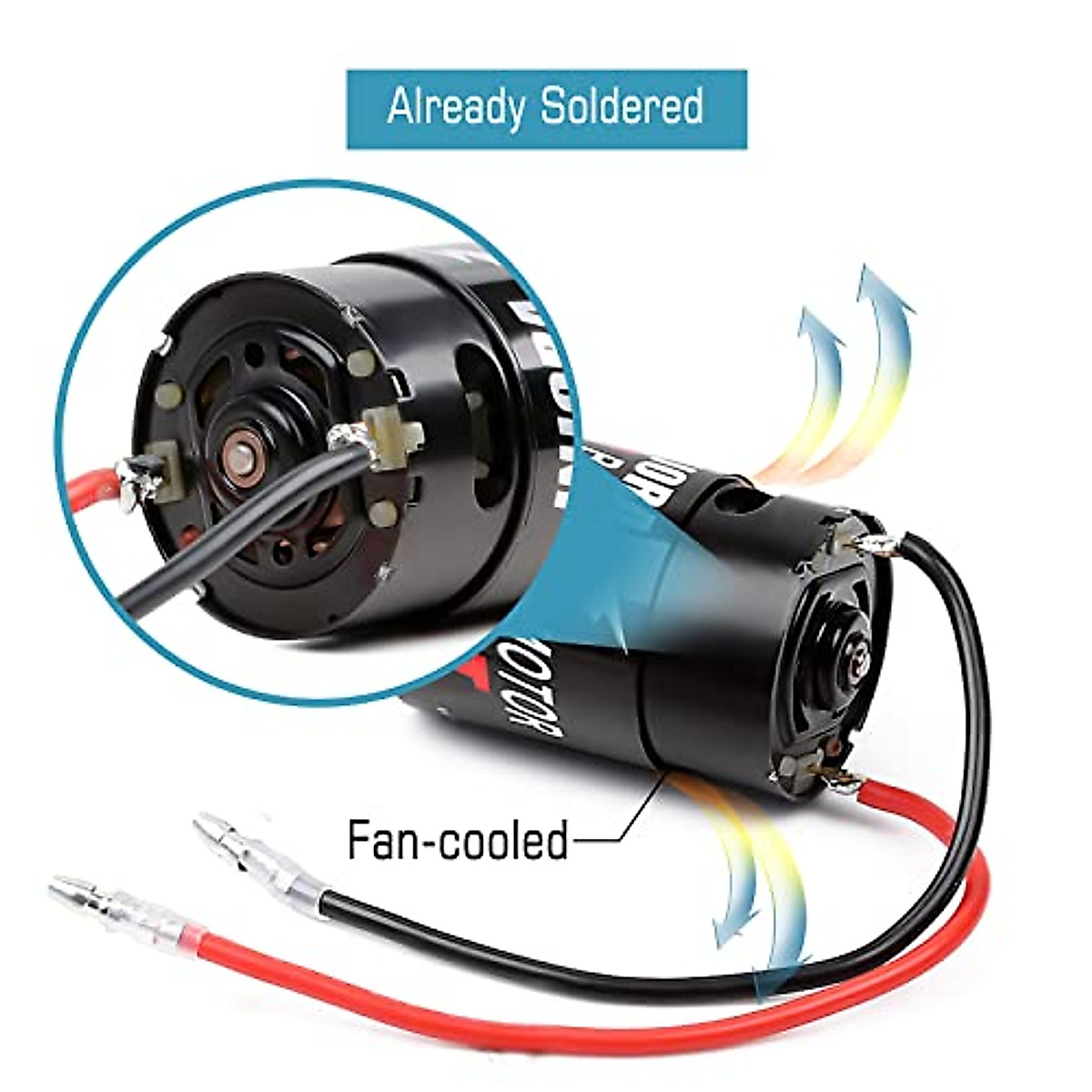 INJORA RC Motor 550 Brushed Waterproof Motor for 1/10 Short-Course Truck Slash VKAR 10SC HPI HoBao HuanQi 727(12T)