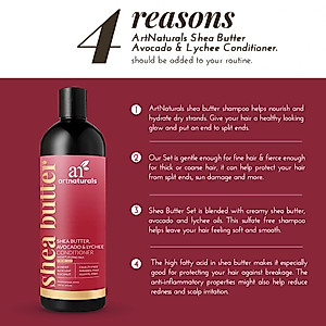 Shea Butter, Avocado & Lychee Conditioner, Moisturizing Blend, for Dry Hair, 16 fl oz (473 ml), artnaturals