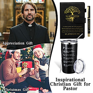 Skybooly Set of 3 Pastor Appreciation Gifts for Men 20oz Stainless Steel Tumbler Pastor Ordination A5 Journal Inspirational Ballpoint Pen Gift for Clergy Appreciation Day Christmas, Birthday (Black)