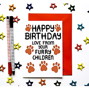 Birthday Card Love From Furry Children, Pets, Dogs, Cats, Animals, Fur Babies For Mom, Dad