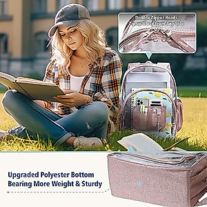 F-color Clear Backpack Heavy Duty - Large Clear Backpacks for School PVC Transparent Bookbag for Students Work Stadium Travel,Pink