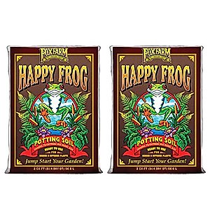 Fox Farm FX14047-2PK FOXFARM FX14047 pH Adjusted Happy Frog Organic Bags 2 CUFT, Brown Potting Soil