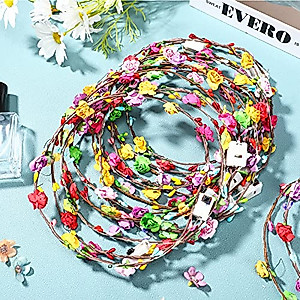 50 Pcs LED Flower Crown Headband Light Up Fairy Flower Hair Jewelry Multi-color Floral Headpiece Wreath Headdress Hair Wreath for Women Girl Hair Styling Wedding Birthday Party Holiday (Rose)