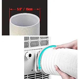 JIANZHENKEJI 6 Inch Diameter Intake/Exhaust Hose | PVC Extend Vent Hose for Portable Air Conditioner Replacement hose，Counterclockwise Installation Direction(Length 59 Inch)