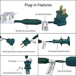 Dalla Costa 50 Count C3 Faceted Christmas Mini Light Set Indoor/Outdoor Use String Lights for Garden Christmas Tree Patio Lawn Party Home 120V UL Certified Green Wire 17 Feet (Cool White)