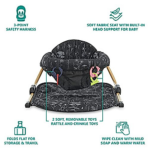 Dream On Me Snug N Play Floor Seat | Baby Seat | Top Notch Safety Features | Padded Baby Floor Seat | Bright Prints | Waterproof Fabric | Folds Flat | Easy to Store & Transport, Black & White