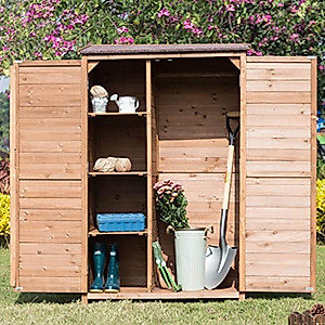 Brilliant firm Sheds Outdoor Courtyard Storage Cabinet Garden Tool Open-air Tool Storage Box Open-air Storage Cabinet Easy Storage Tool Box (Color : Brown, Size : 100 * 60 * 160cm)
