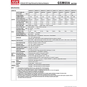 MEAN WELL MW Original GSM60A15-P1J 15V 4A 60W AC-DC Reliable Green Medical Adaptor