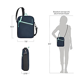 Travelon Greenlander Sustainable Anti-Theft Small Crossbody, Galaxy Blue, 7.5" W x 10.5" H x 2.75" D
