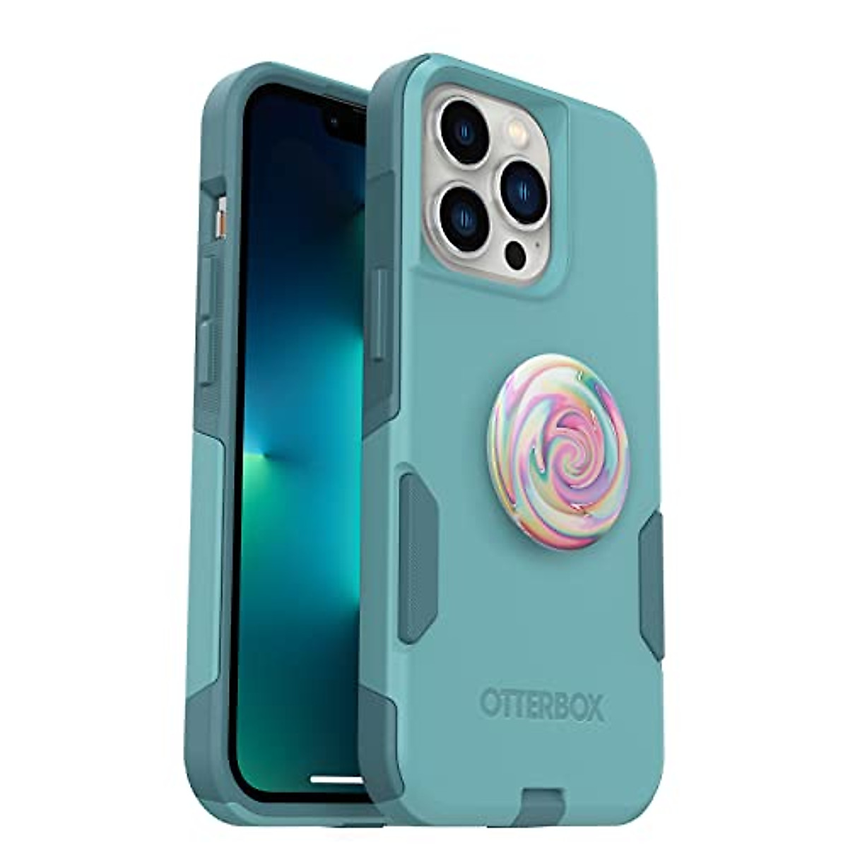 OtterBox COMMUTER SERIES for iPhone 13 PRO - (RIVETING WAY) + PopSockets PopGrip - (JAWBREAKER GLOSS)
