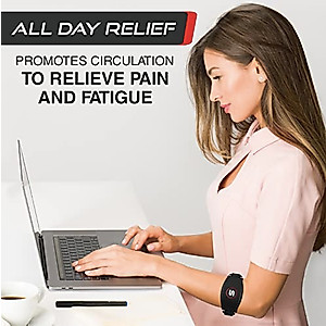 Sleeve Stars Tennis Elbow Brace for Men & Women, Tennis Elbow Strap Tendonitis Arm Band, Counterforce Brace & Elbow Band for Tendon Pain Relief w/ 3 Forearm Support Straps, Fits 9-23" (Single/Black)