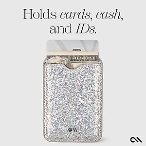 Case-Mate Magnetic Wallet for iPhone [Card Holder] [Holds up to 3 Cards & Cash] - Vegan Leather MagSafe Wallet - Magnetic Phone Card Holder for iPhone 15 Pro Max / 15 Pro /14 Plus /14/13/12 - Sparkle
