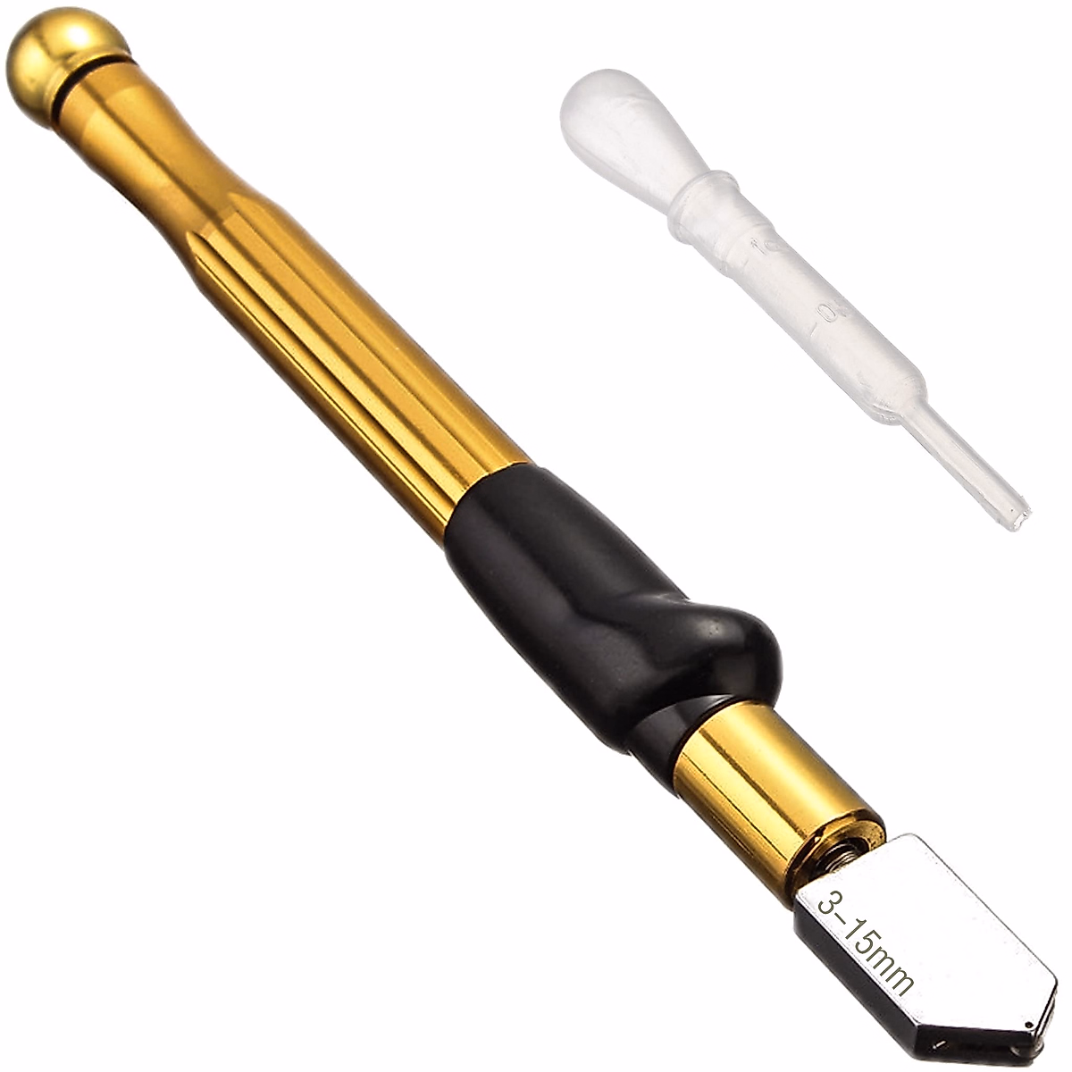 KEWAYO 3mm-15mm Tools for Glass Cutting, Gold Pencil Oil Feed Carbide Tip Glass Cutter Cutting Tool