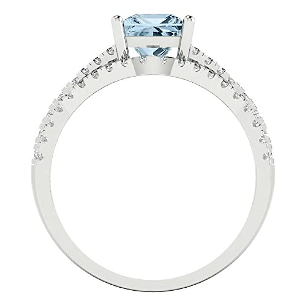 Clara Pucci 2.01ct Princess Cut Solitaire Natural Sky Blue Topaz Engagement Promise Anniversary Bridal Ring Band set 14k White Gold 3.5