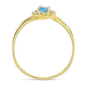 Direct-Jewelry 14k Yellow Gold Oval Blue Topaz And Diamond Ring (Size 7.5)