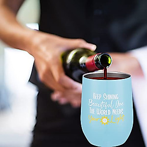 AYANA DREAMS KEEP SHINING Positivity Wine Coffee Tumbler - Spiritual Gifts for Women - Inspirational Cups for Relaxing, Calming. Soothing, Prosperity & Abundance. 12 Oz (MINT/TEAL)