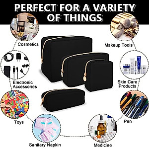 UIXIZQ Waterproof Mini Makeup Bag Pouch for Purse,Small Cosmetic Bag Pouch Nylon Travel Toiletry Organizers Bag for Women Girls,Cute Mini Zipper Pouch Preppy Coin Purse for School Work(Mini-Black)