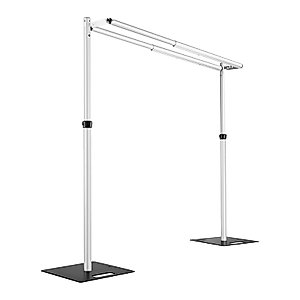 Hecis 12x12Ft Double Crossbar Pipe and Drape Backdrop Stand, 7-12' Tall x 7-12' Wide Adjustable Pipe and Drape Stand, Heavy Duty Backdrop Stand for Event, Party, Trade Shows and Wedding Decor