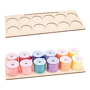 BENECREAT 2pcs Slots Wood Embroidery Thread Storage Trays 12 Positions Wooden Thread Spools Rack Thread Holder Organizer for Embroidery Quilting and Sewing Threads, 12.6x5"