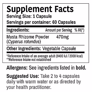 DR WAKDE'S Musta Capsules (Cyperus rotundus, 60 Veg Caps, Plant-Based Supplement, Ayurvedic Herb, All Natural, Vegan)