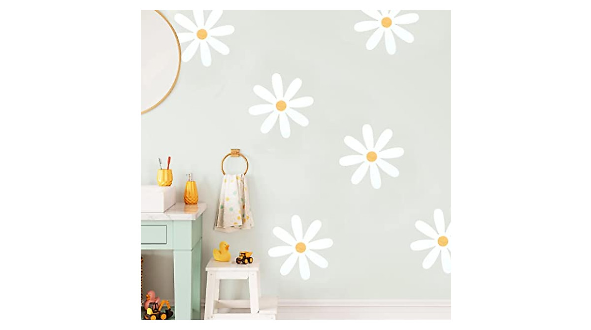 Daisy Wall Decal Set for Kids & Nursery Wall Art - Easy Peel & Stick
