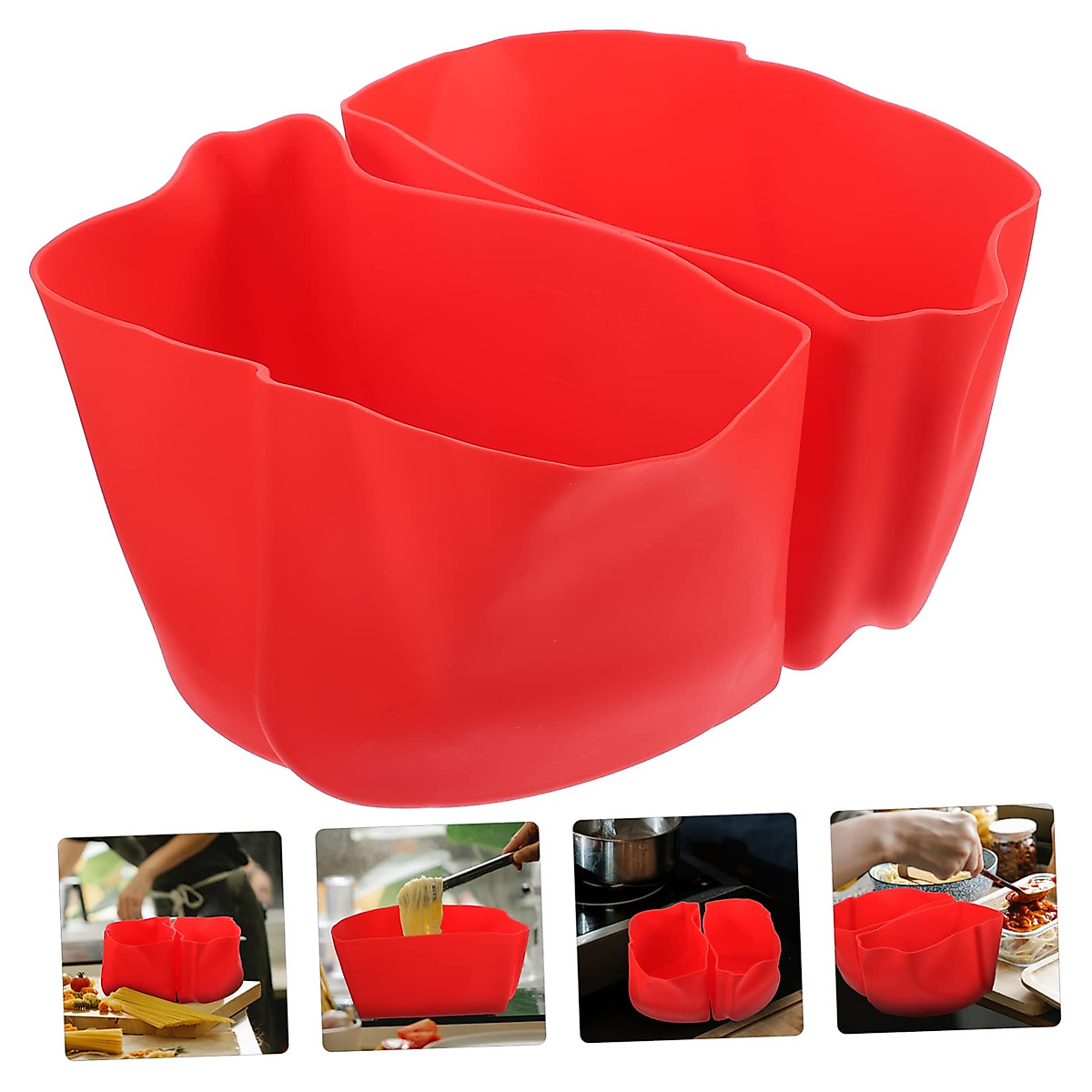 HOMSFOU 3 Sets Saucepan Silicone Lining Red Rice Cooker Silicone Cooking Utensils Silicone Cookware Kitchen Slow Cooker Divider Slow Cooker Pot Liner Multifunction Dividing Line