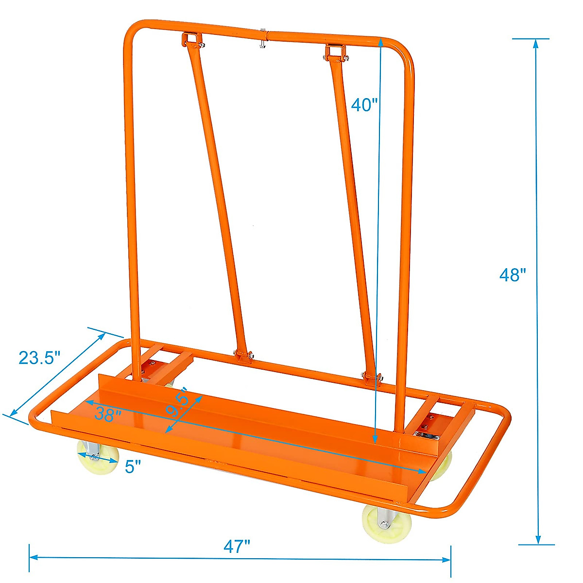 Heavy Duty Drywall Sheet Cart & Panel Dolly 1600lbs Load Capacity,Panel Service Cart,Casters with Brake,Orange+New