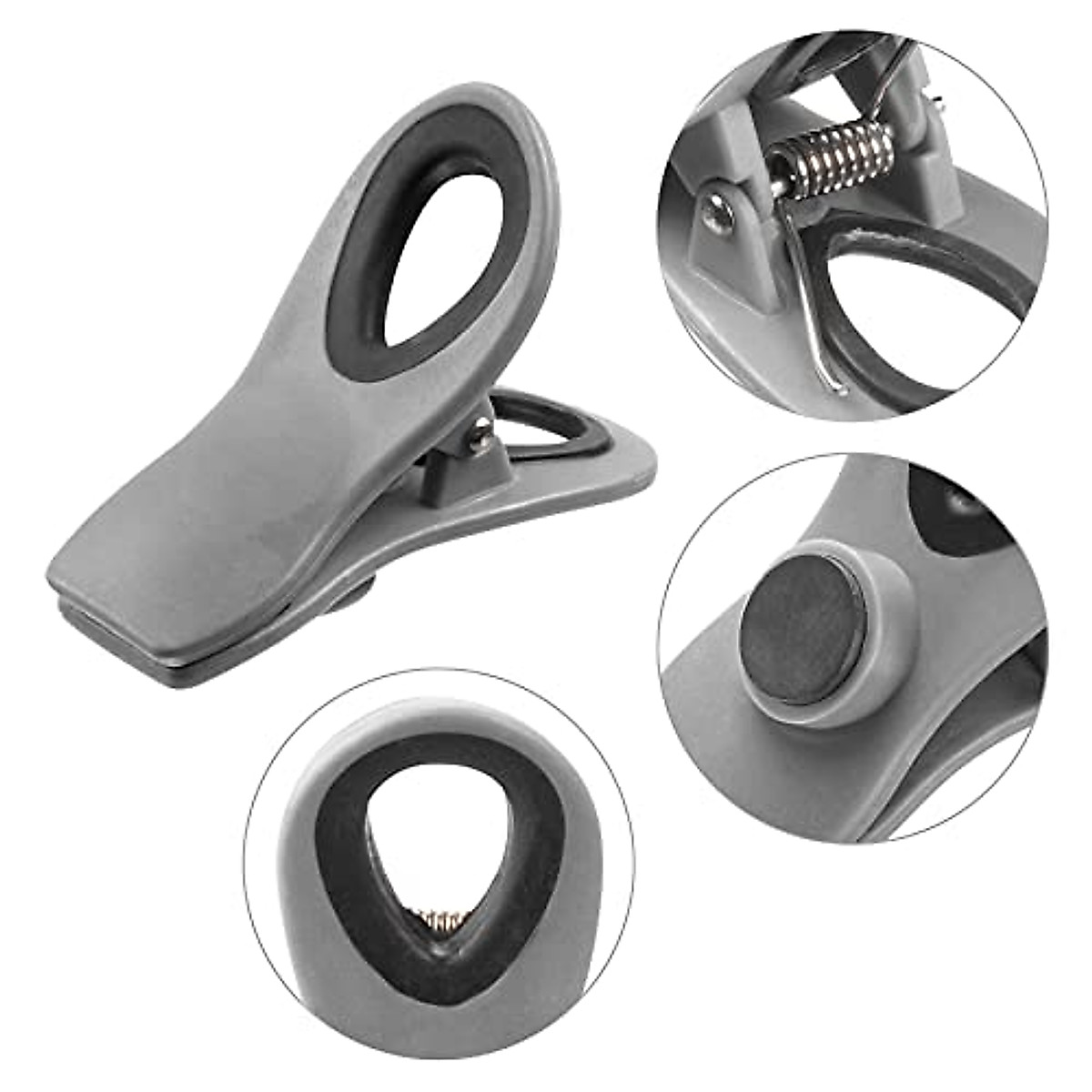 edge Chip Clips for Food Snack Bags and Storage Non-Slip with Magnetic Back and Loop Holes (20 Piece Medium, Charcoal)