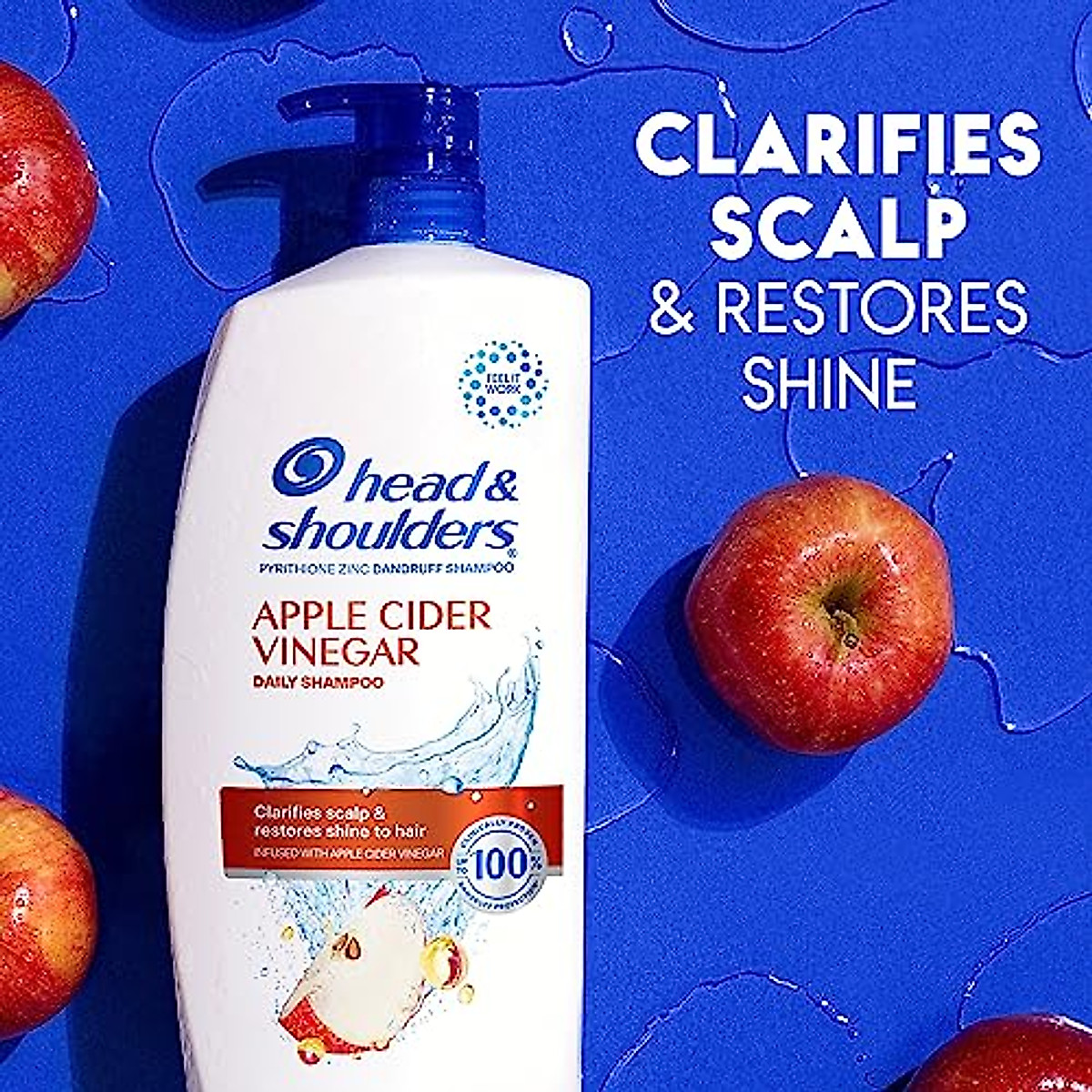 Head & Shoulders Dandruff Shampoo To Clarify Scalp Infused with Apple Cider Vinegar, 2 Count, 32.1 fluid ounces