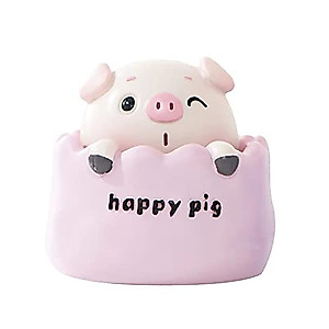 ikasus Lucky Piggy Car Dashboard Decoration, Cute Pig Car Dashboard Ornaments Bobble Head Decoration, Animal Resin Bobblehead Cartoon Pig Shaking Head Doll Toys for Car Vehicle Automobile Decor