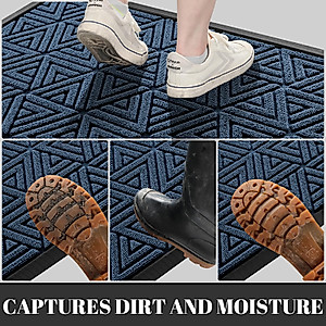 Yimobra Front Door Mat Outside Entrance 72 x 24, Waterproof and Washable Outdoor Mat, Non Slip Rubber Backing, Heavy Duty Welcome Matt for Home Entry Floor Porch Garage Office, Low Profile, Blue