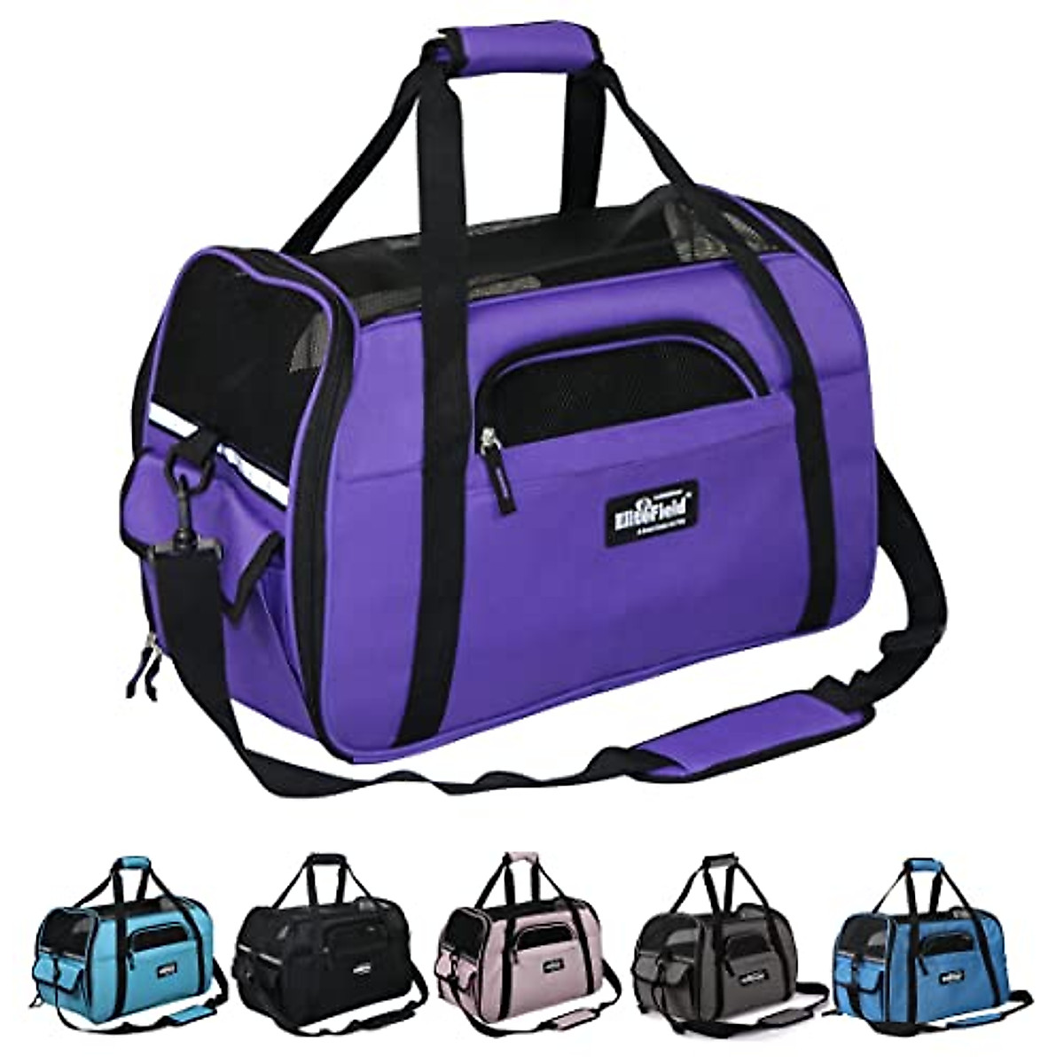EliteField Soft Sided Pet Carrier (3 Year Warranty, Airline Approved), Multiple Sizes and Colors Available (Large: 19" L x 10" W x 13" H, Purple)