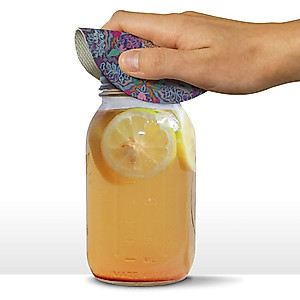 Purple Floral Mosaic Pattern Round Rubber Non-Slip Jar Gripper Lid Opener