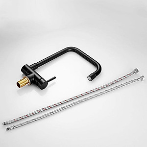 Folding Kitchen Faucets Folding Kitchen Faucet with Inner Opening Window Hot and Cold Rotating Stainless Steel Kitchen Faucet Suitable for Kitchen Sink-Black-B (Color : Black-a)