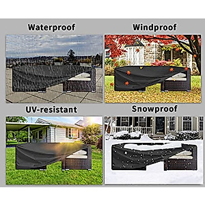 Garden Balsam Patio Furniture Cover Outdoor Table and Chair Set Covers Outdoor Dining Set Cover Outdoor Sectional Sofa Set Covers Water Resistant Rectangle 74"L X 47"D X 28"H Black