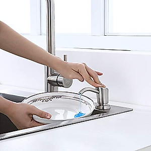 GORDEE Soap Dispenser for Kitchen Sink, Engineering Grade ABS Pump Head, Refill from The Top, Built in Sink Countertop with 11.8 OZ(350ML) PET Liquid Soap Bottle, F035 Brushed Nickel