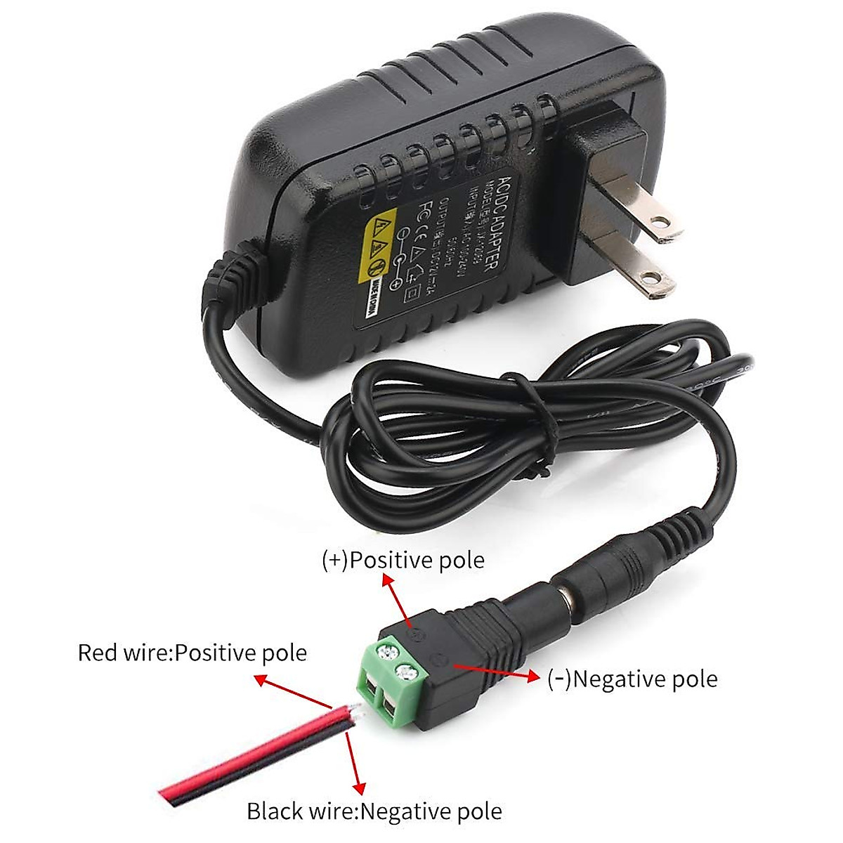 AC Adapter, YIFENG 12V / 2A AC DC Switching Power Supply Adapter(Input 100-240V, Output 12V 2A) with DC Connector Gift